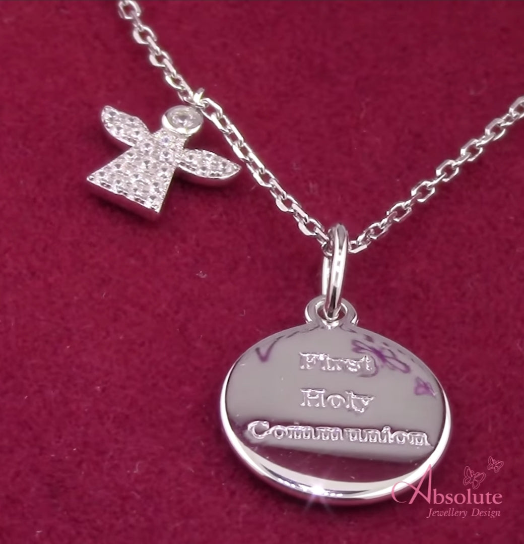 Holy Communion Disc&Angel Pendant/Chain – Crystal Loft